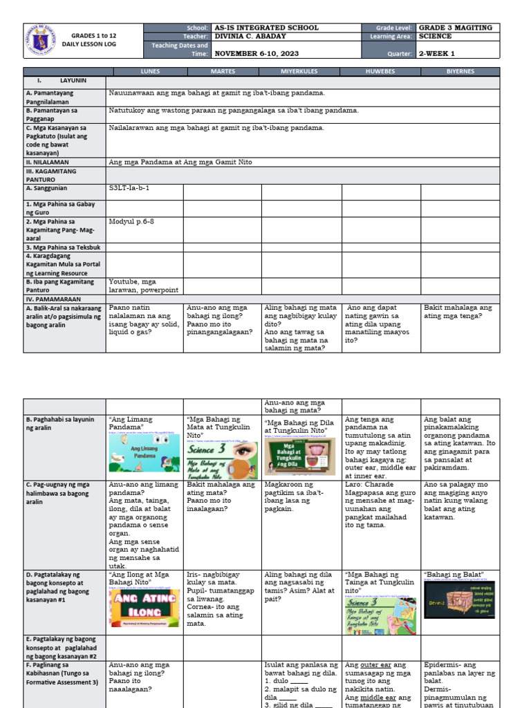 Science DLL q2 Week 1 | PDF