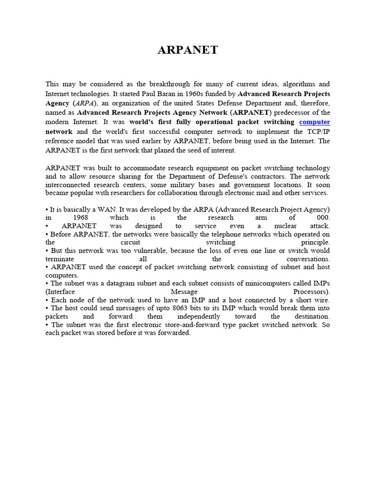 ARPANET | PDF | Internet Protocol Suite | Internet Protocols