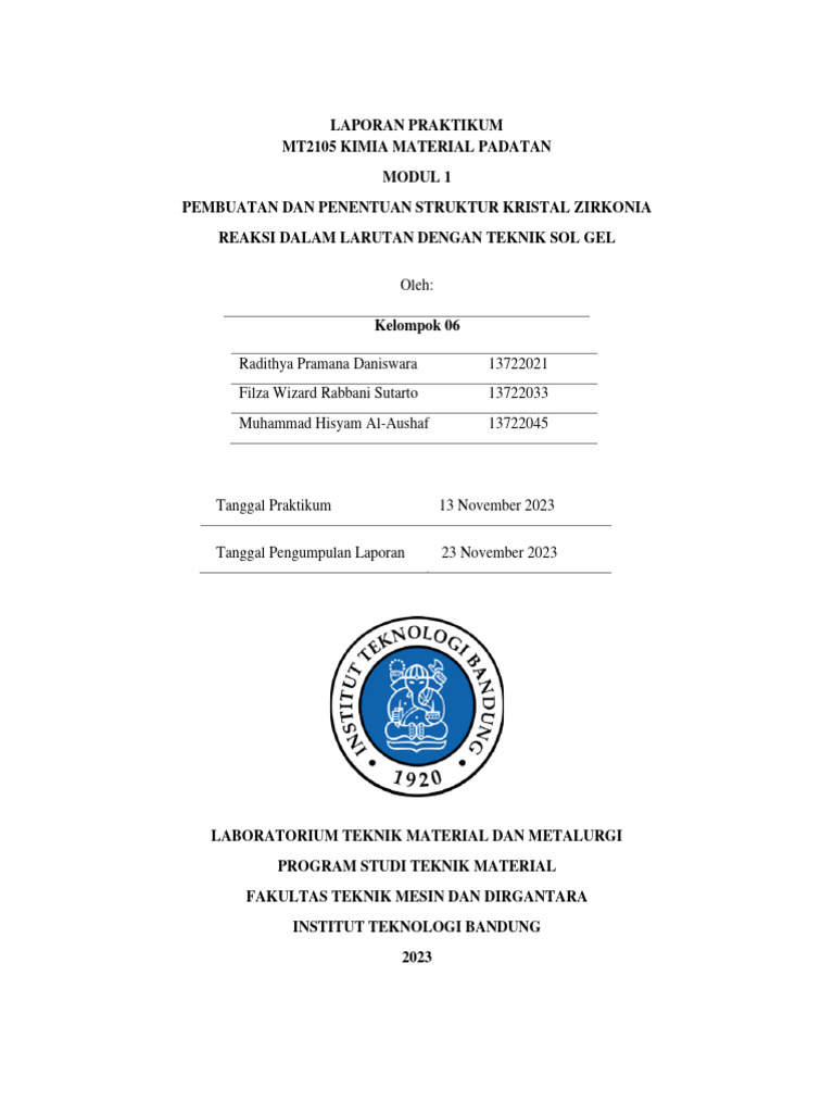 Mt2105-Pembuatan Dan Penentuan Struktur Kristal Zirkonia-k06-13722045-Muhammad Hisyam Al-Aushaf ...