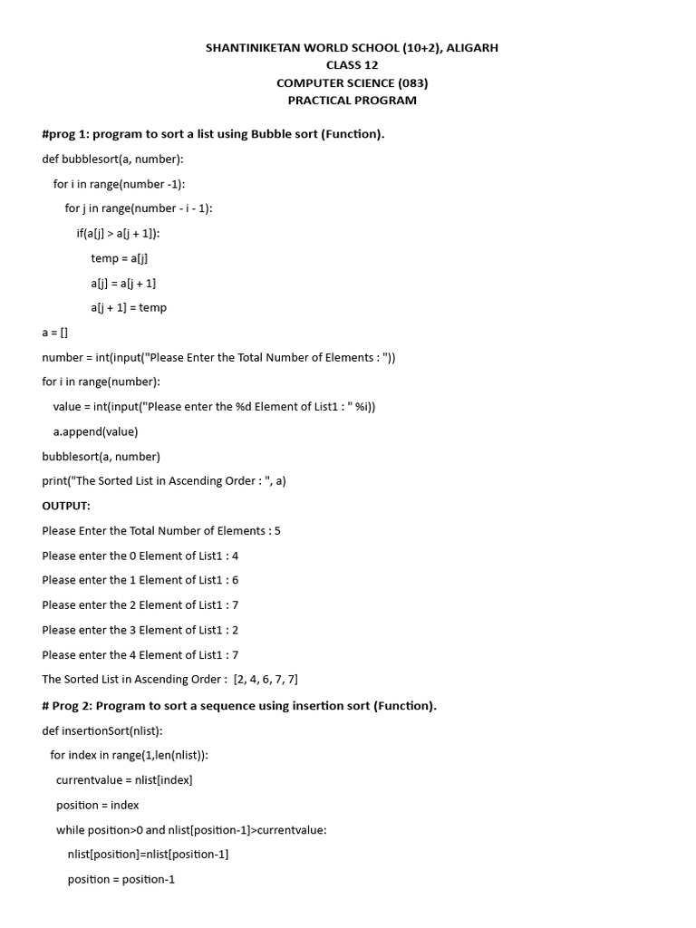 Class 12 Program | PDF | Algorithms And Data Structures | Computing