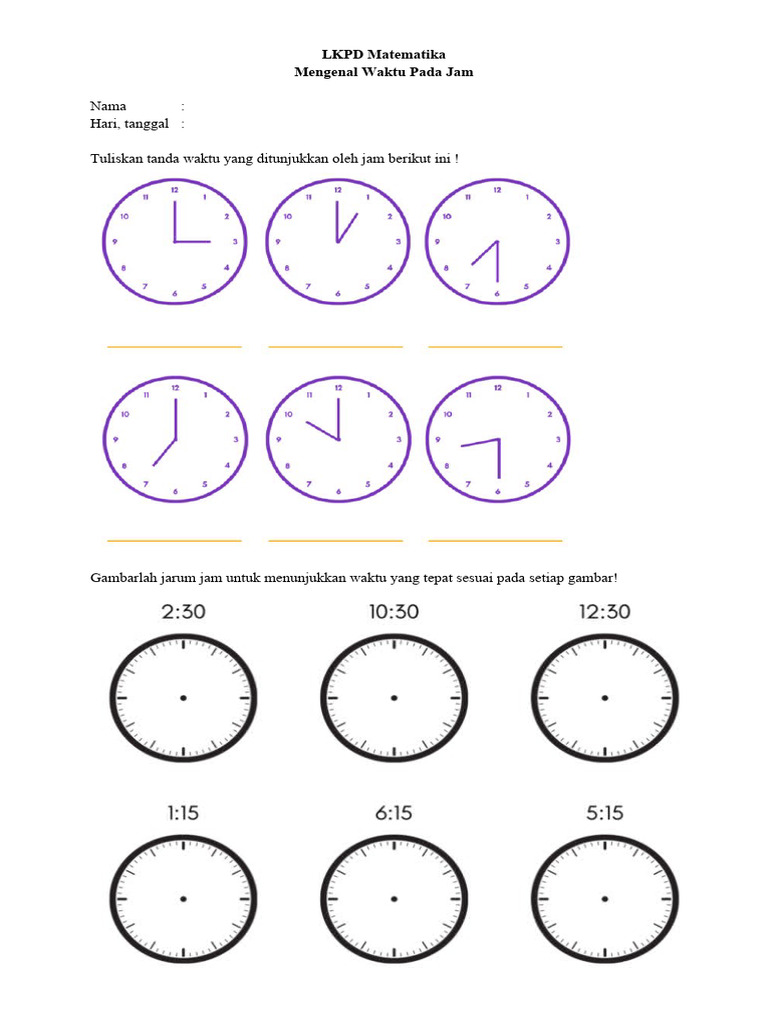 LKPD Matematika Jam | PDF