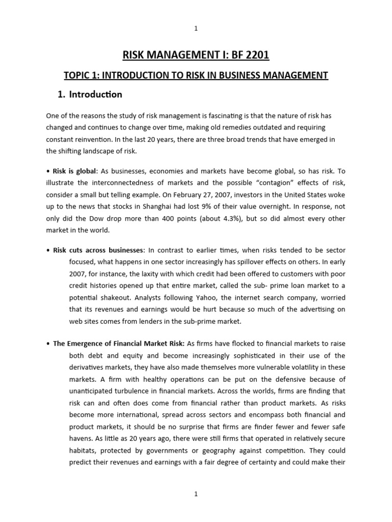 Introduction to Risk Management | PDF | Financial Risk | Risk