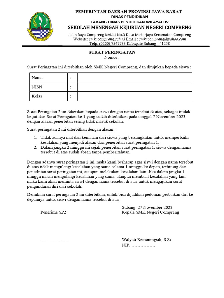 SURAT PERINGATAN Ke 2 1 | PDF