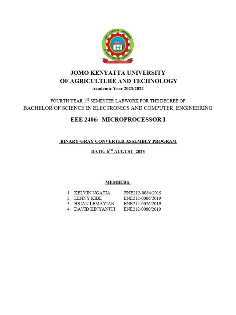 Jomo Kenyatta University of Agriculture and Technology: Bachelor of Science in Electronics and ...