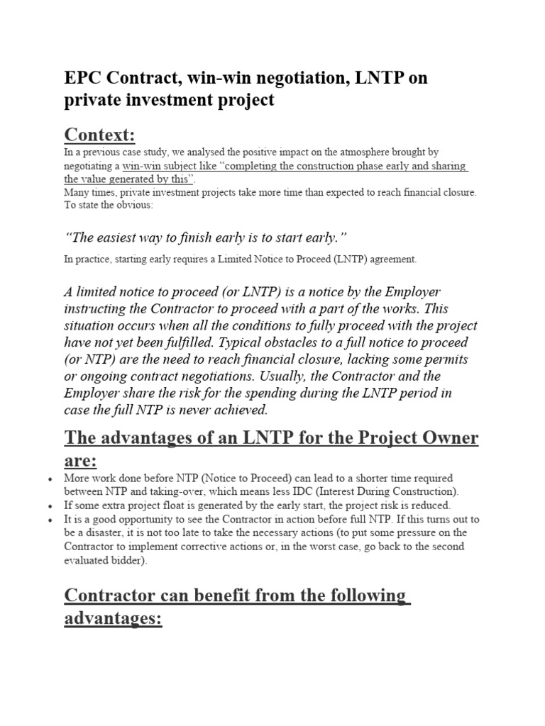 Epc LNTP | PDF | Risk | Employment