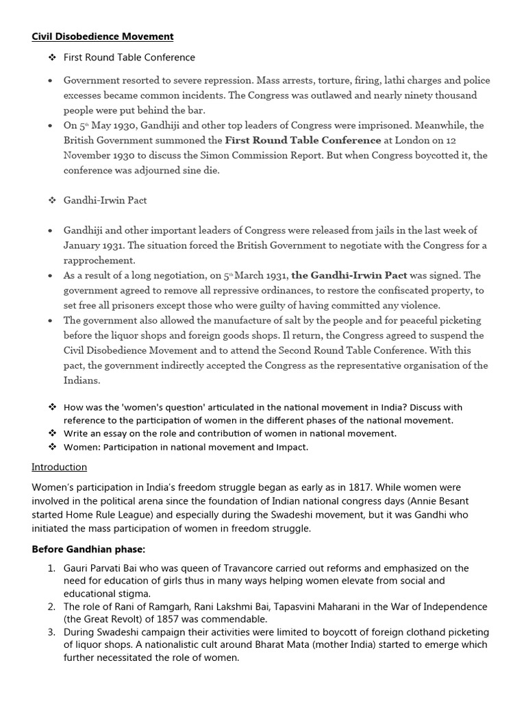 Civil Disobedience Movement | PDF | Mahatma Gandhi | Indian ...