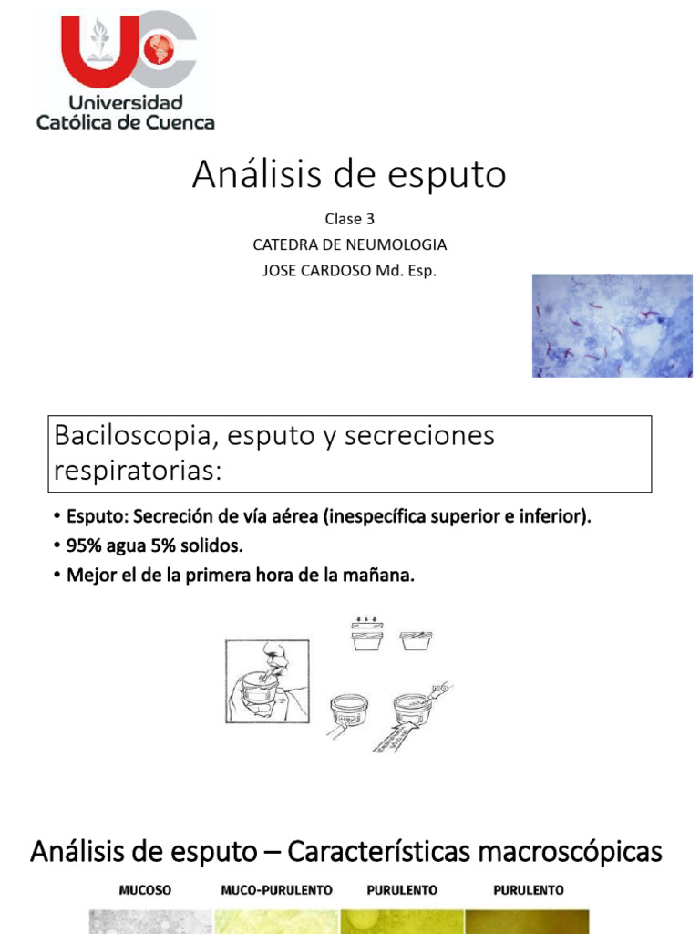 Análisis y características del esputo | PDF | Tos | Especialidades Medicas