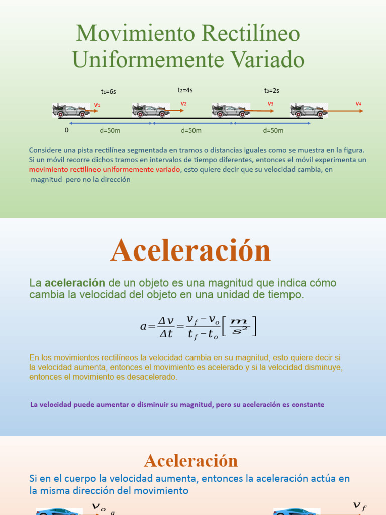 Movimiento Rectilíneo Uniformemente Variado | PDF | Aceleración | Velocidad