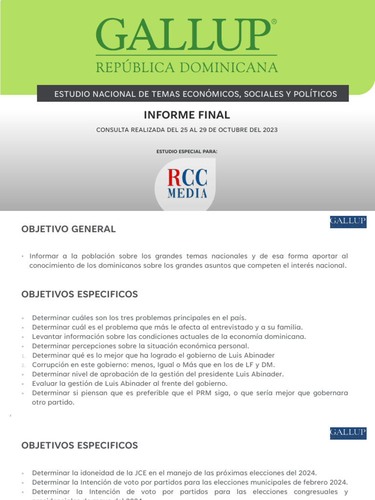 Informe GallupRD RCC MEDIA OCTUBRE 2023 | PDF | República Dominicana | Sistema de dos rondas