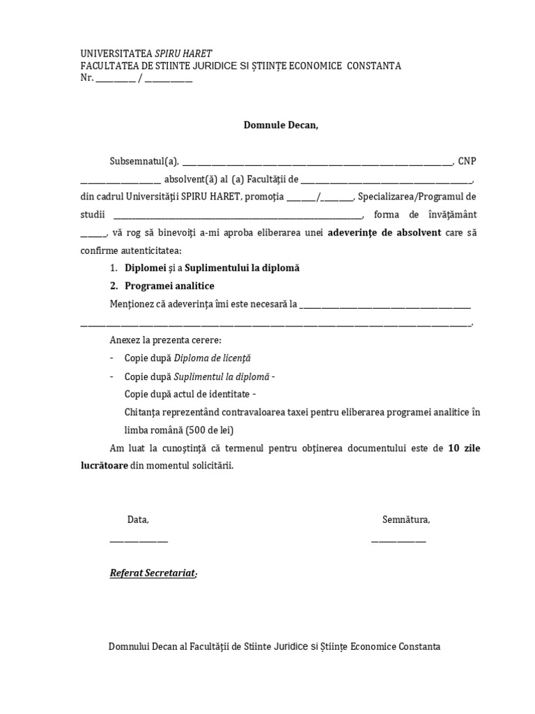 Cerere Eliberare Adeverinta de Autenticitate | PDF