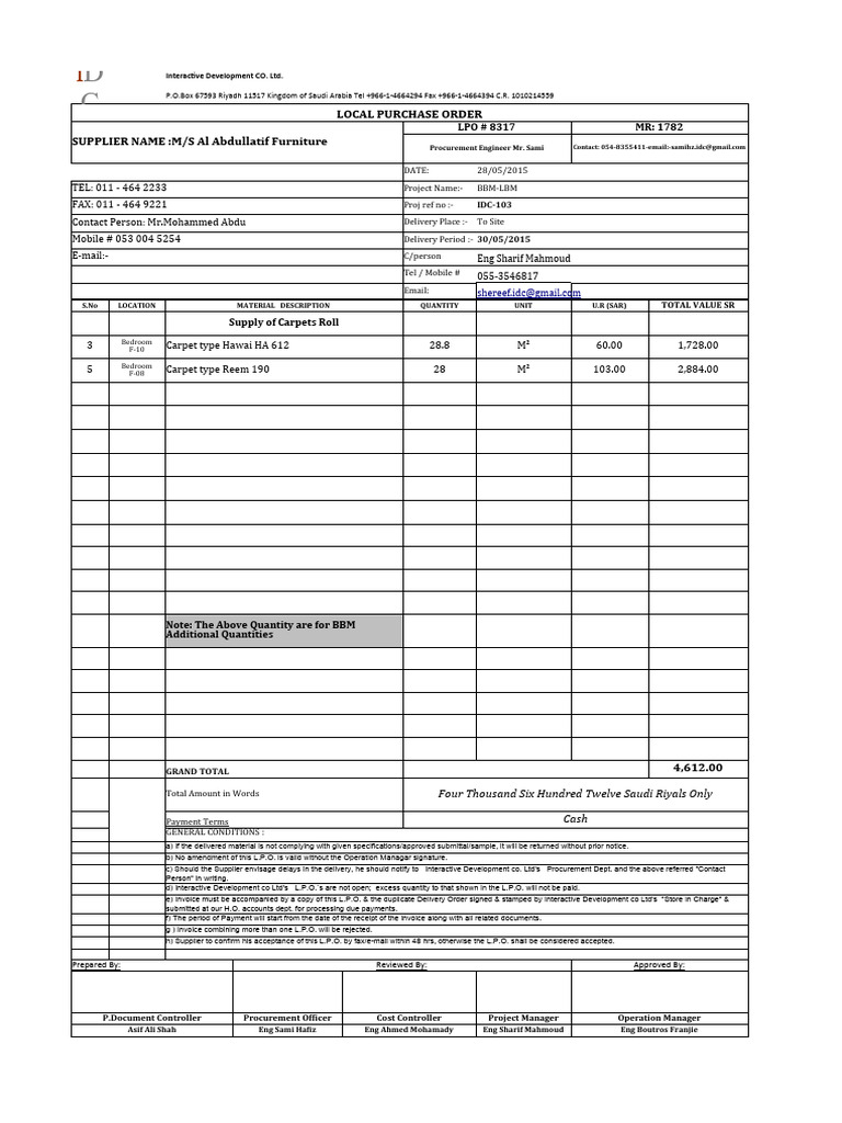 Lpo Idc 103 (Civil) Abdullatif Furniture | PDF | Invoice | Receipt
