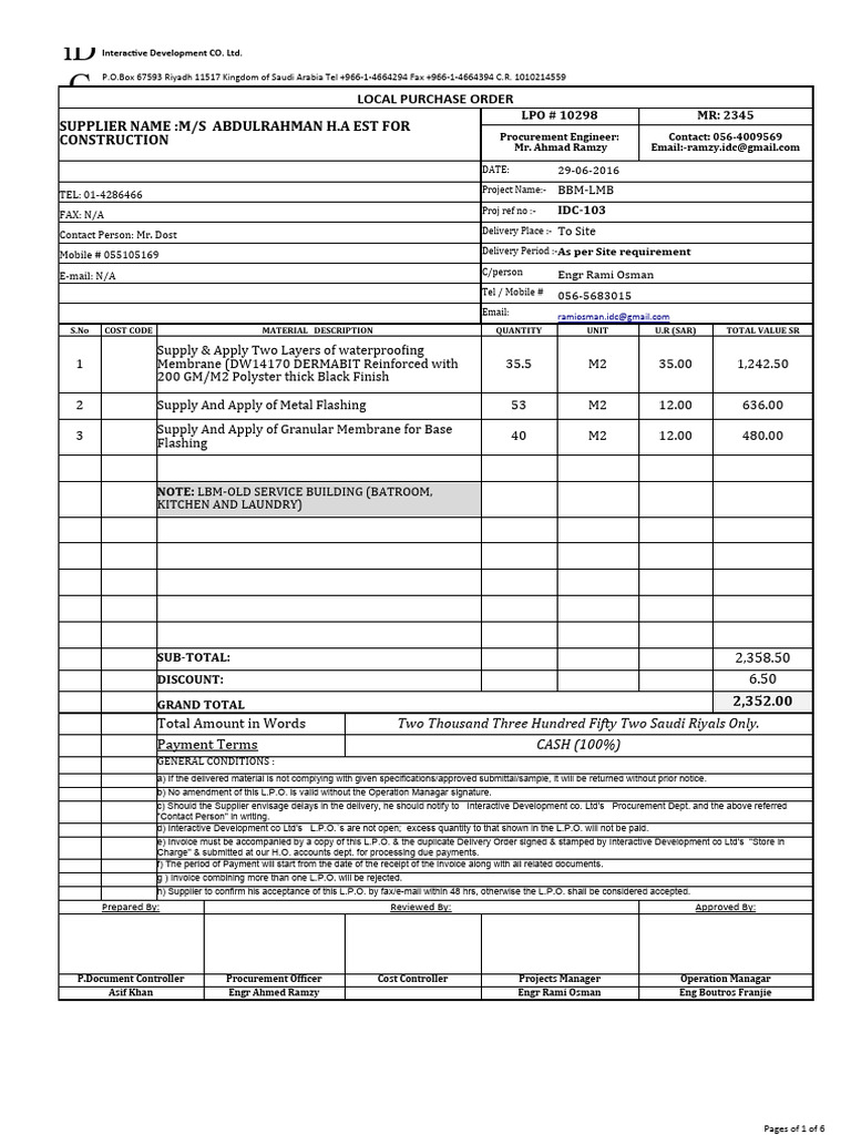 Lpo Idc 103 (Civil) Abdul Rahman Dost | PDF | Invoice | Receipt