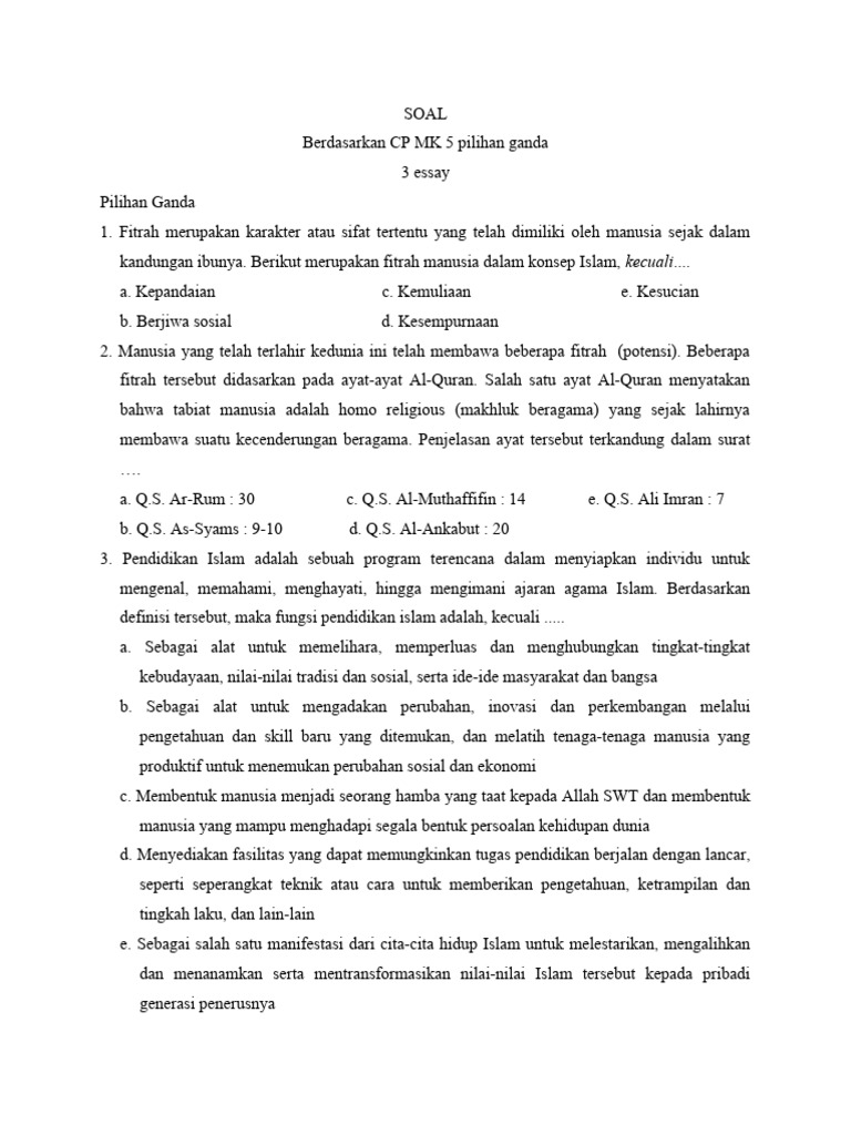 Soal Fitrah Manusia | PDF