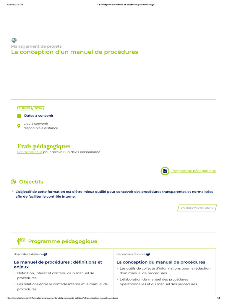Conception d'un Manuel de Procédures | PDF | Contrôle interne | Pédagogie