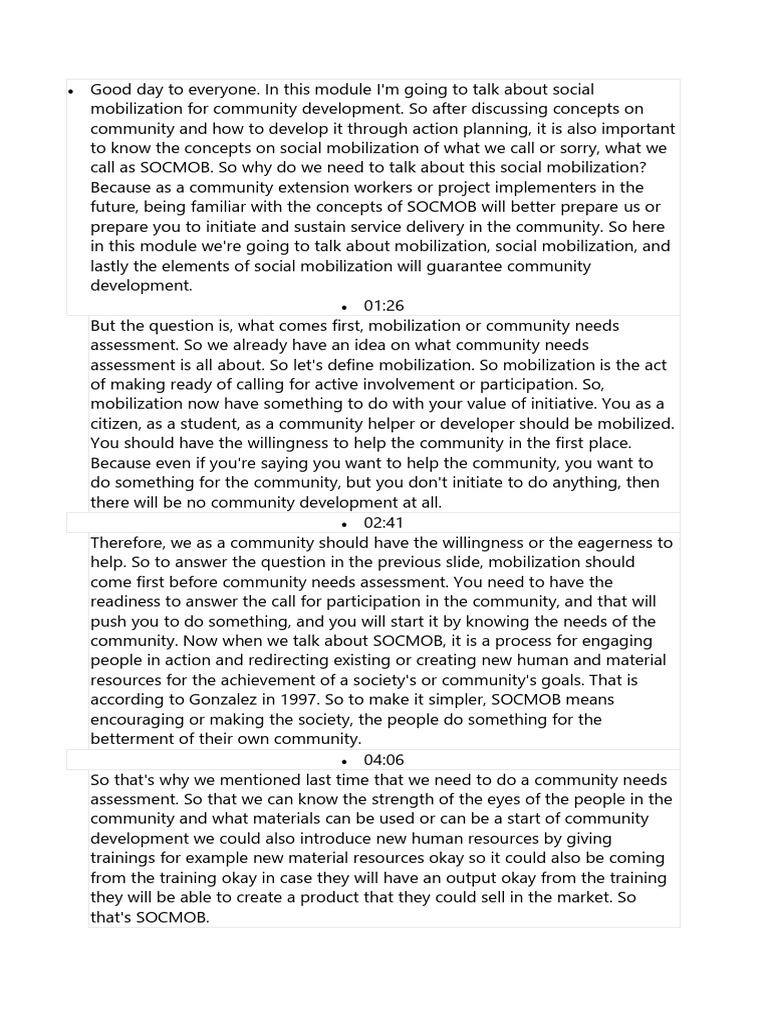 NSTP - Social Mobilization | PDF | Community | Empowerment