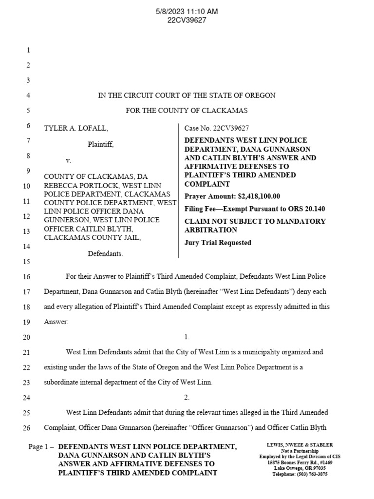 Answer - West Linn Police Dept Lies To Cover Up Their Misconduct (Again ...
