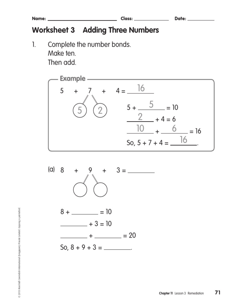Remediation Adding Three Numbers | PDF