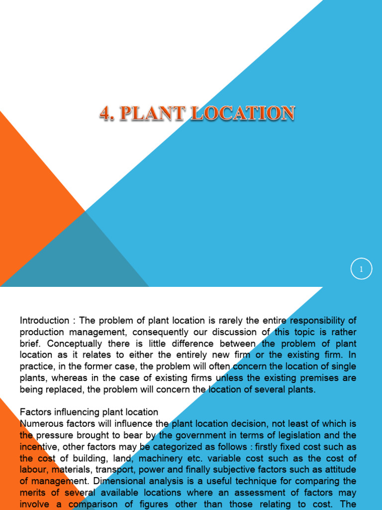 Plant Location Strategy Guide | PDF | Transport | Cost