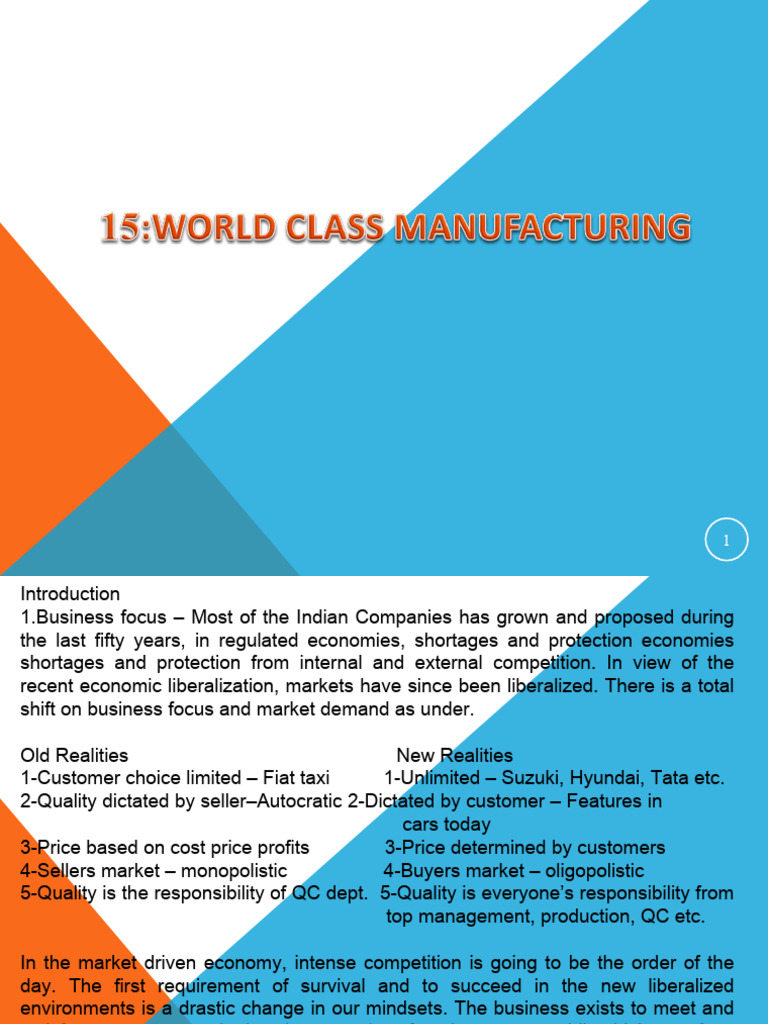 Chapter 15 - World Class Manufacturing | PDF | Lean Manufacturing ...