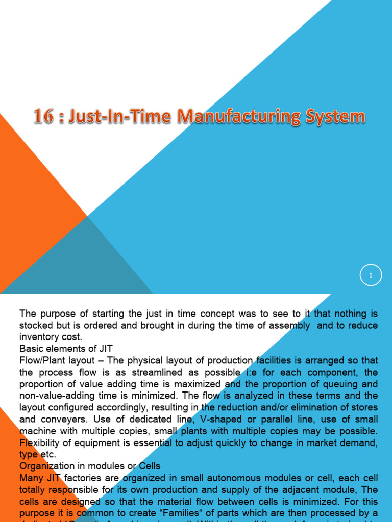 Chapter 16 - Just-In-time Manufactring System | PDF | Lean Manufacturing | Inventory