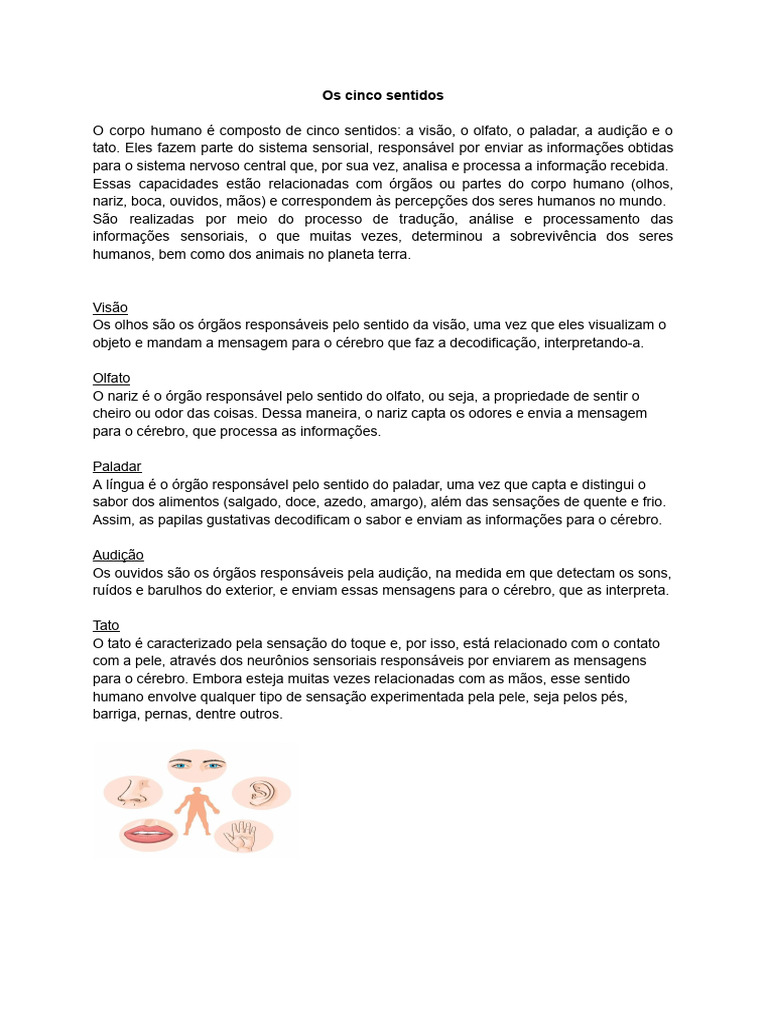 Os Cinco Sentidos Humanos | PDF