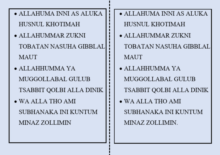 Allahuma Inni As Aluka Husnul Khotimah | PDF