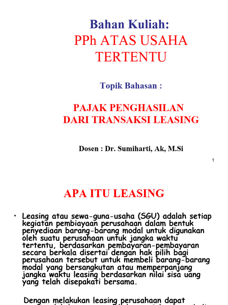 Pajak Penghasilan Atas Leasing | PDF | Pengelolaan Keuangan & Uang
