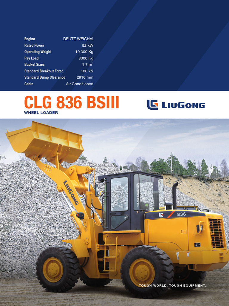 Liugong 836 Wheel Loader 11000 KG 1 7 Cum 125 HP | PDF | Brake | Loader (Equipment)