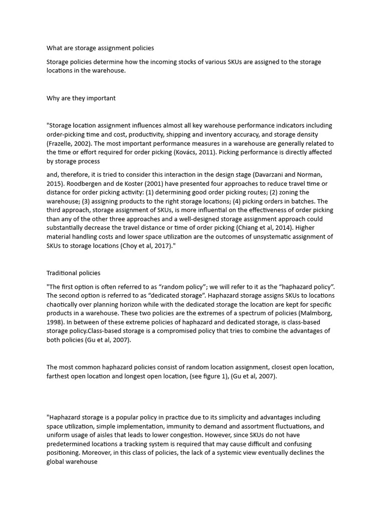 Storage Assignment Policies | PDF | Warehouse | Economies