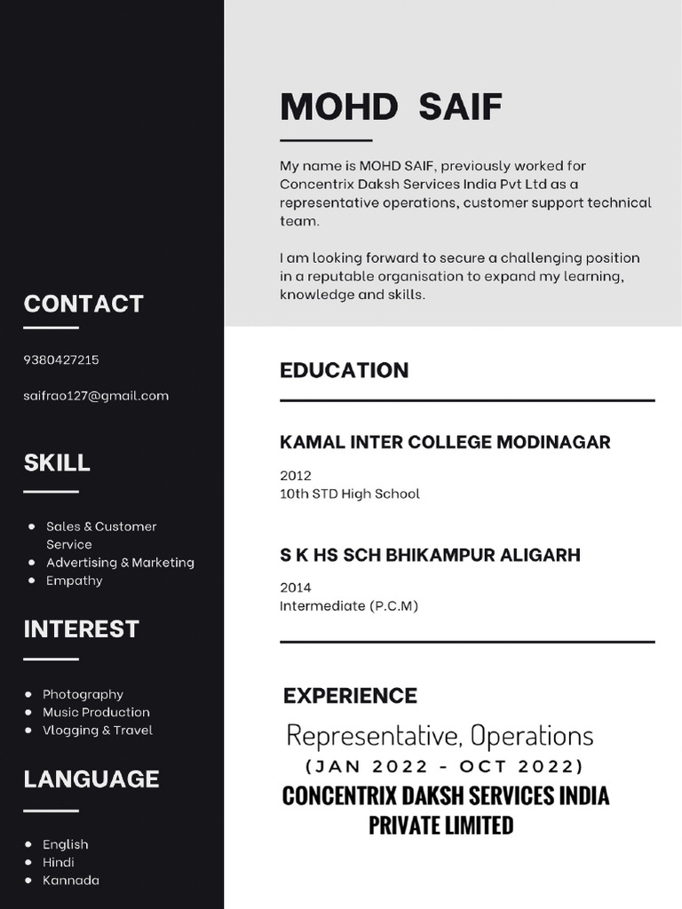 Mohd Saif Resume Pdf
