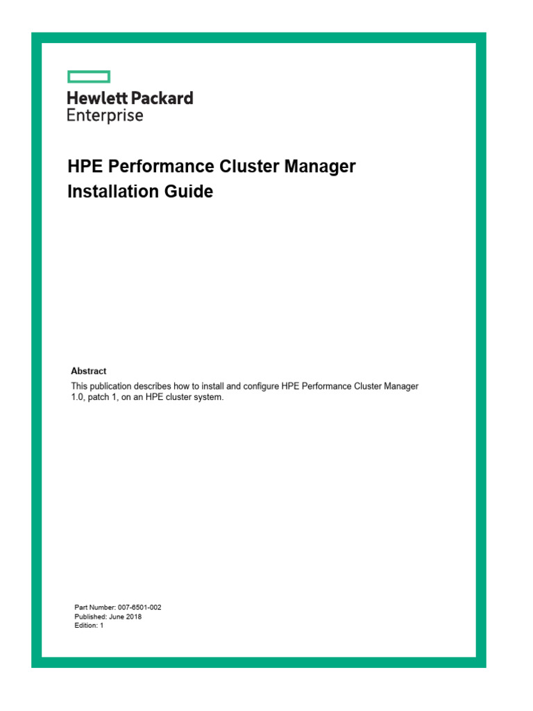 HPE Performance Cluster Manager Installation Guide-A00048259en - Us | PDF | Computer Cluster ...