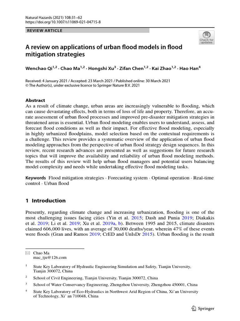 A Review On Applications of Urban Flood Models in Flood Mitigation ...