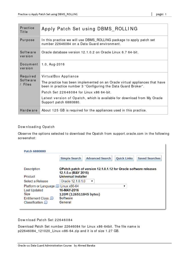 2.1 Practice 12 Apply Patch Set Using DBMS - ROLLING | PDF | Databases | Zip (File Format)