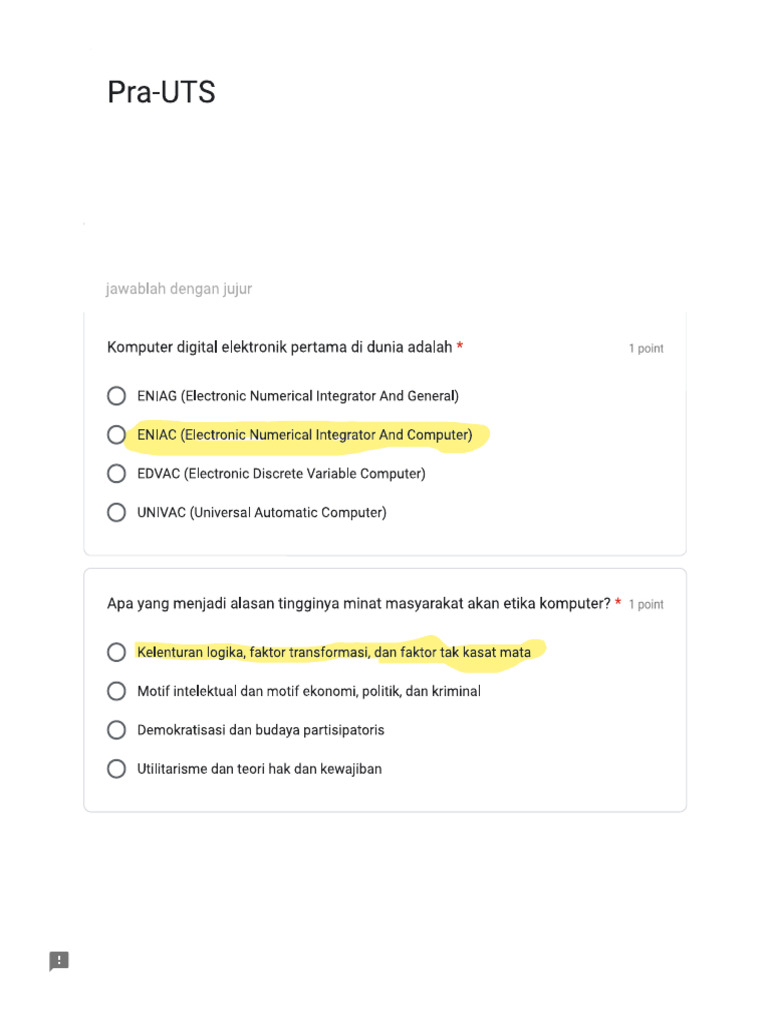 Soal Latihan UTS | PDF