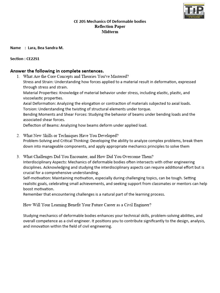 Reflection Paper CE204 Midterm | PDF