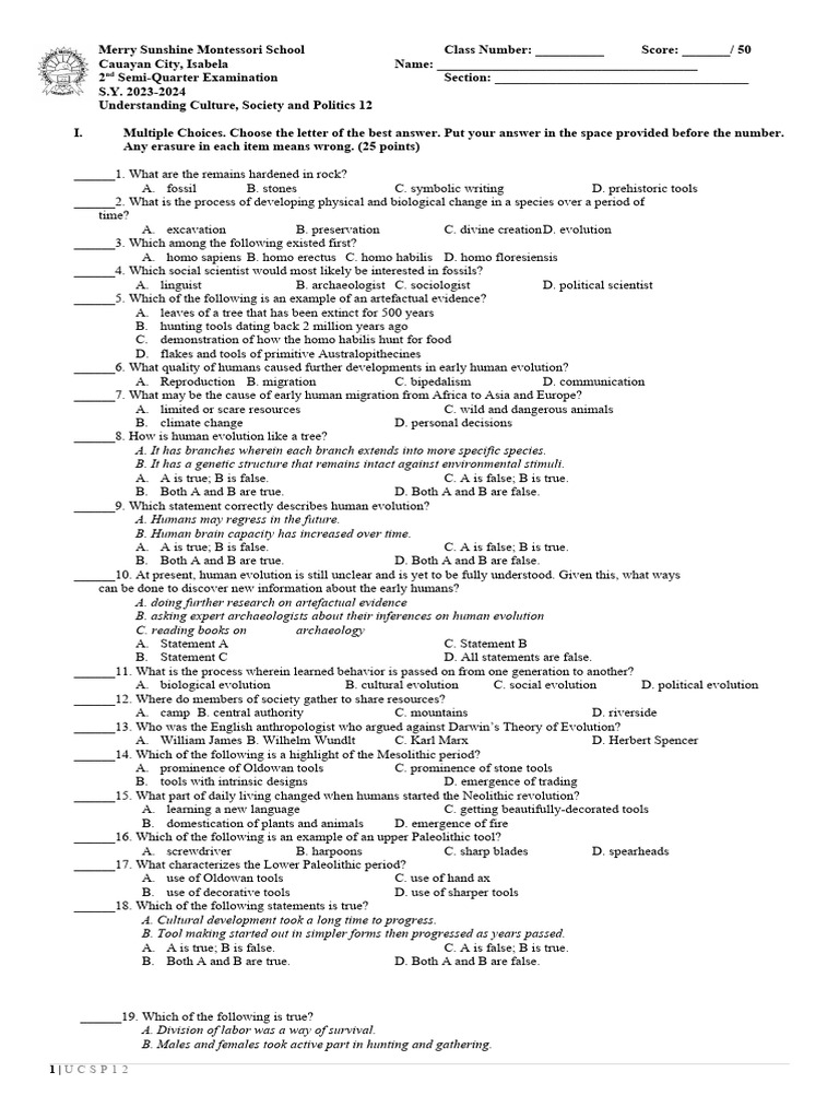 Ucsp 12 | PDF | Homo | Human Evolution