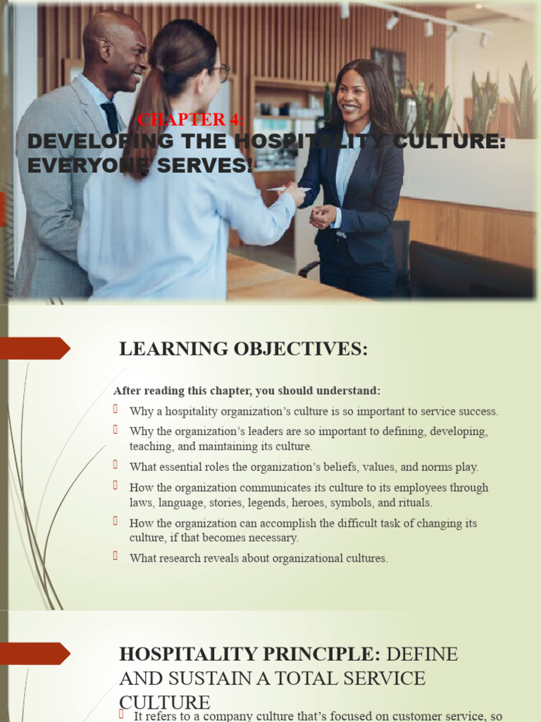Chapter 4 - Developing The Hospitality Culture | PDF | Organizational ...