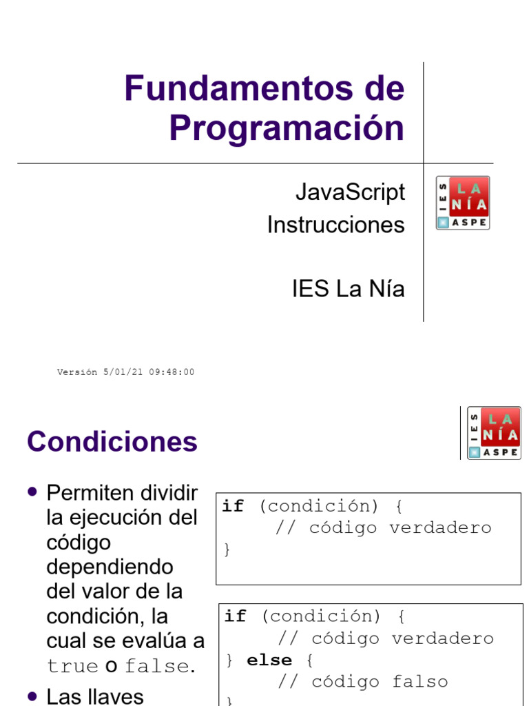 Curso Básico de JavaScript | PDF | Flujo de control | Informática