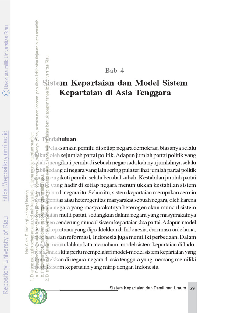Sistem Kepartaian Dan Model Sistem Di Asia Tenggara Univ Riau | PDF ...