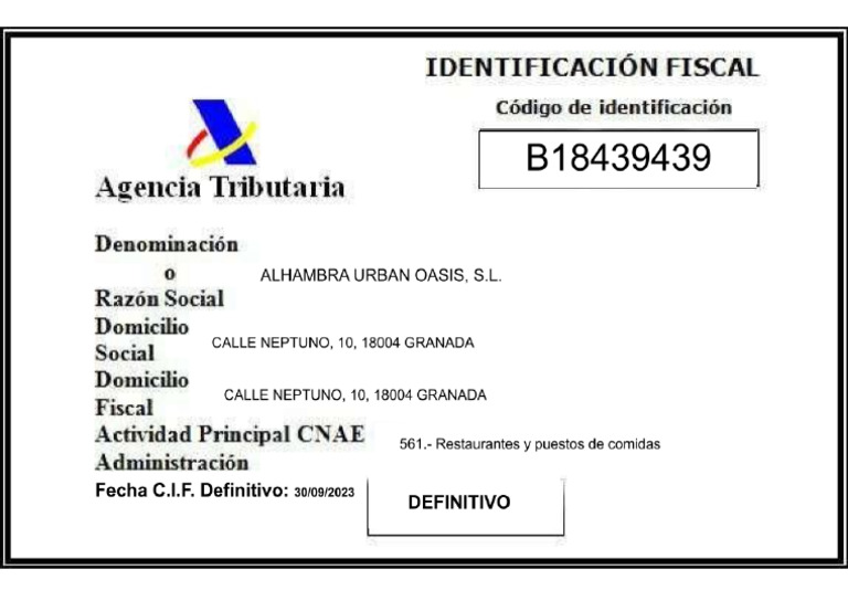 Tarjeta Cif Fiscal Definitivo | PDF