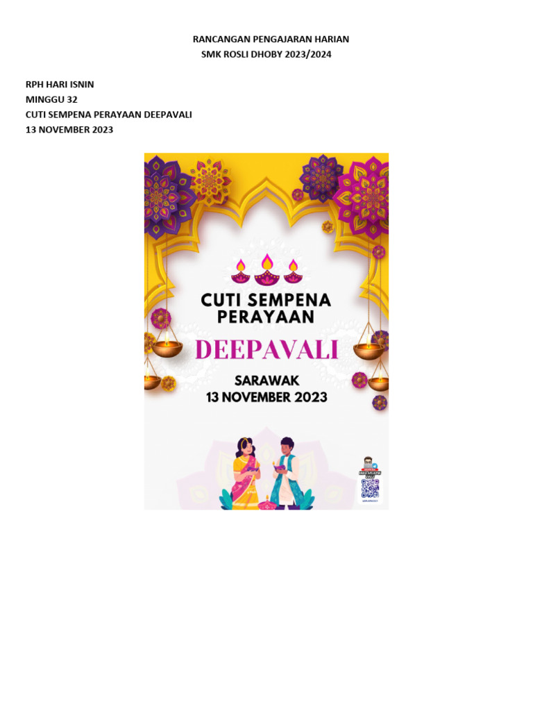 Rancangan Pengajaran Harian SMK ROSLI DHOBY 2023/2024 RPH Hari Isnin ...