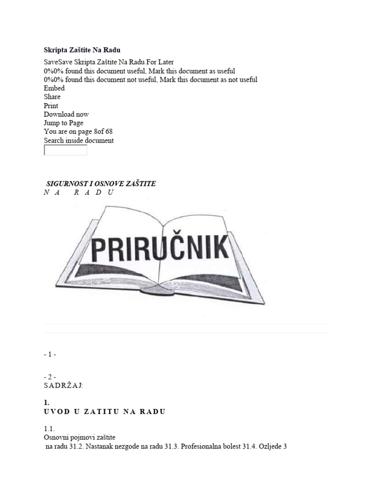 Skripta Zaštite Na Radu | PDF
