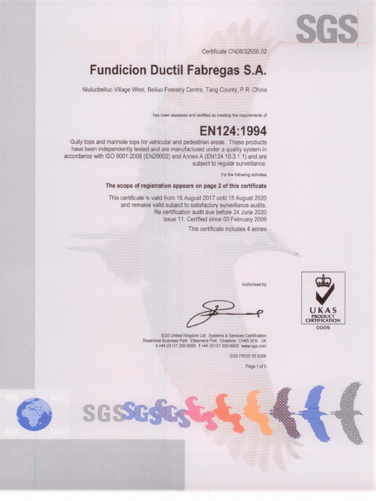 SGS Certificate 2020 | PDF