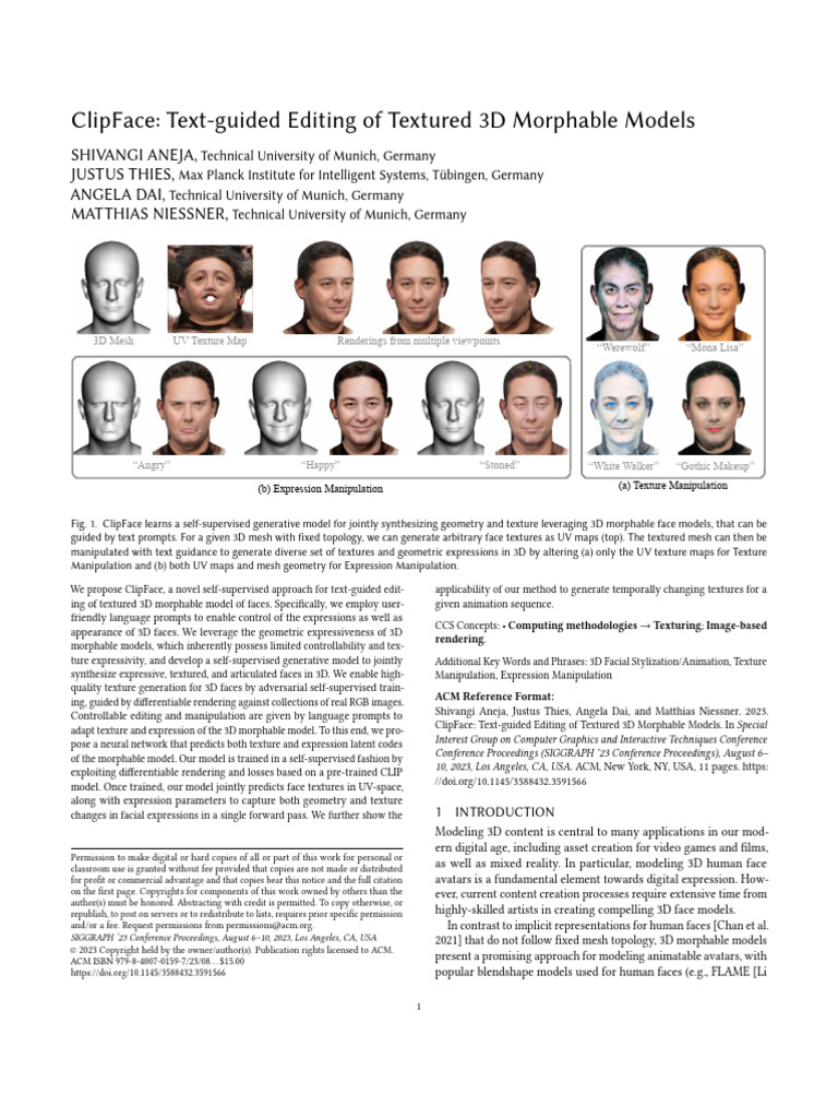 ClipFace Siggraph | PDF | 3 D Computer Graphics | Texture Mapping