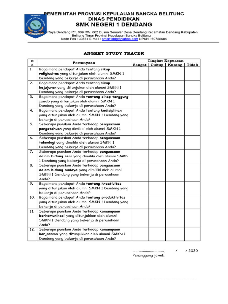 Angket Study Tracer | PDF