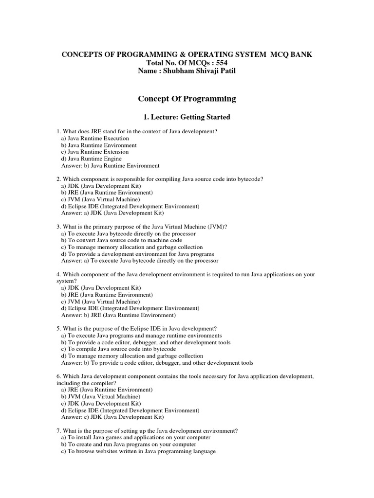 Cpos MCQ Bank | PDF | Programming | Constructor (Object Oriented ...