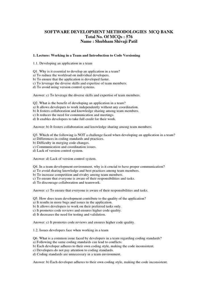 SDM MCQ Bank | PDF | Component Based Software Engineering | Software