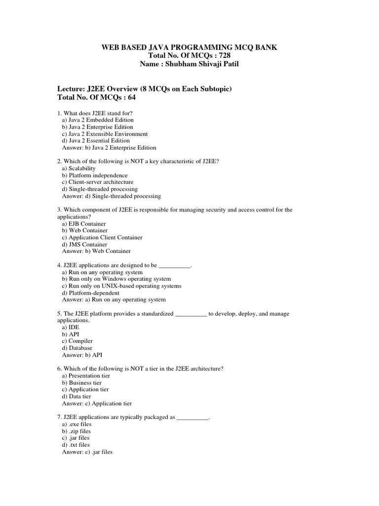 Web Based Java Programming MCQ Bank | PDF | Http Cookie | World Wide Web