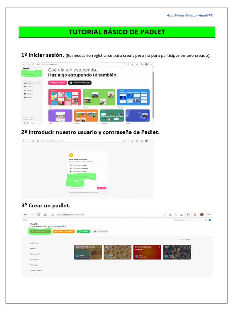 Tutorial Básico de Padlet | PDF | Hipervínculo | Red mundial