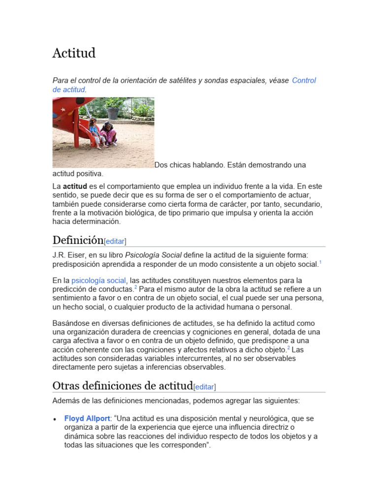 Definición y componentes de la actitud | PDF | Actitud (psicología ...